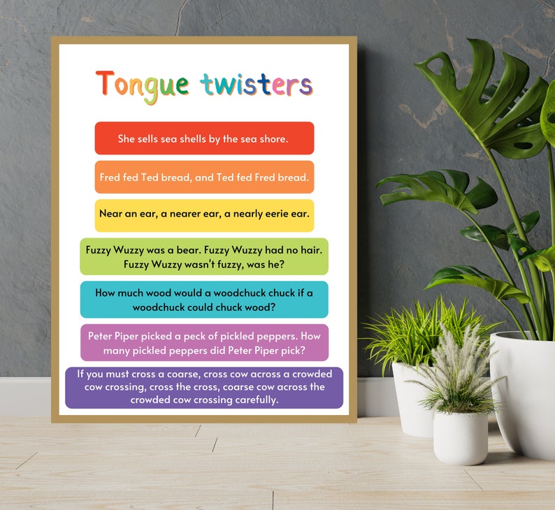 Tongue Twisters Printable Wall Art Fun Modern Classroom Decor - Etsy