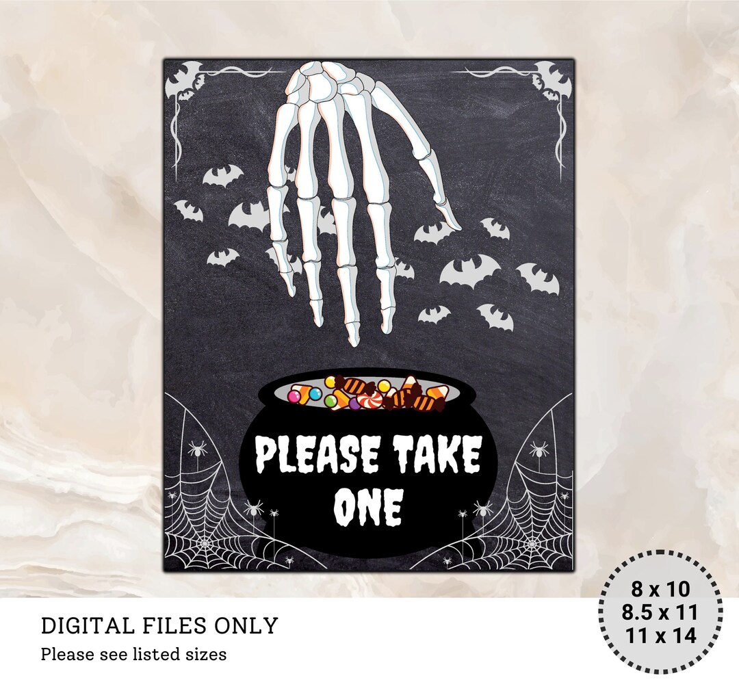 Skeleton Hand Please Take One Candy Sign Creepy Halloween - Etsy