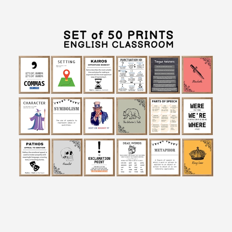 Literary Poster Pack, English Literature Sign, School Decor ...