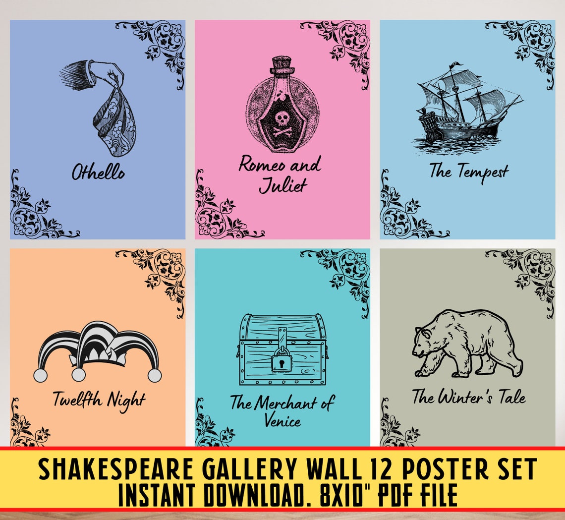 Set of 12 Shakespeare Gallery Wall English Class Classroom - Etsy