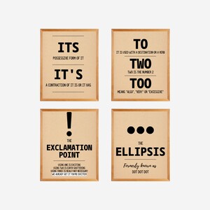 Grammar Punctuation Posters, Set of 8 Classroom Art, Literary Elements ...