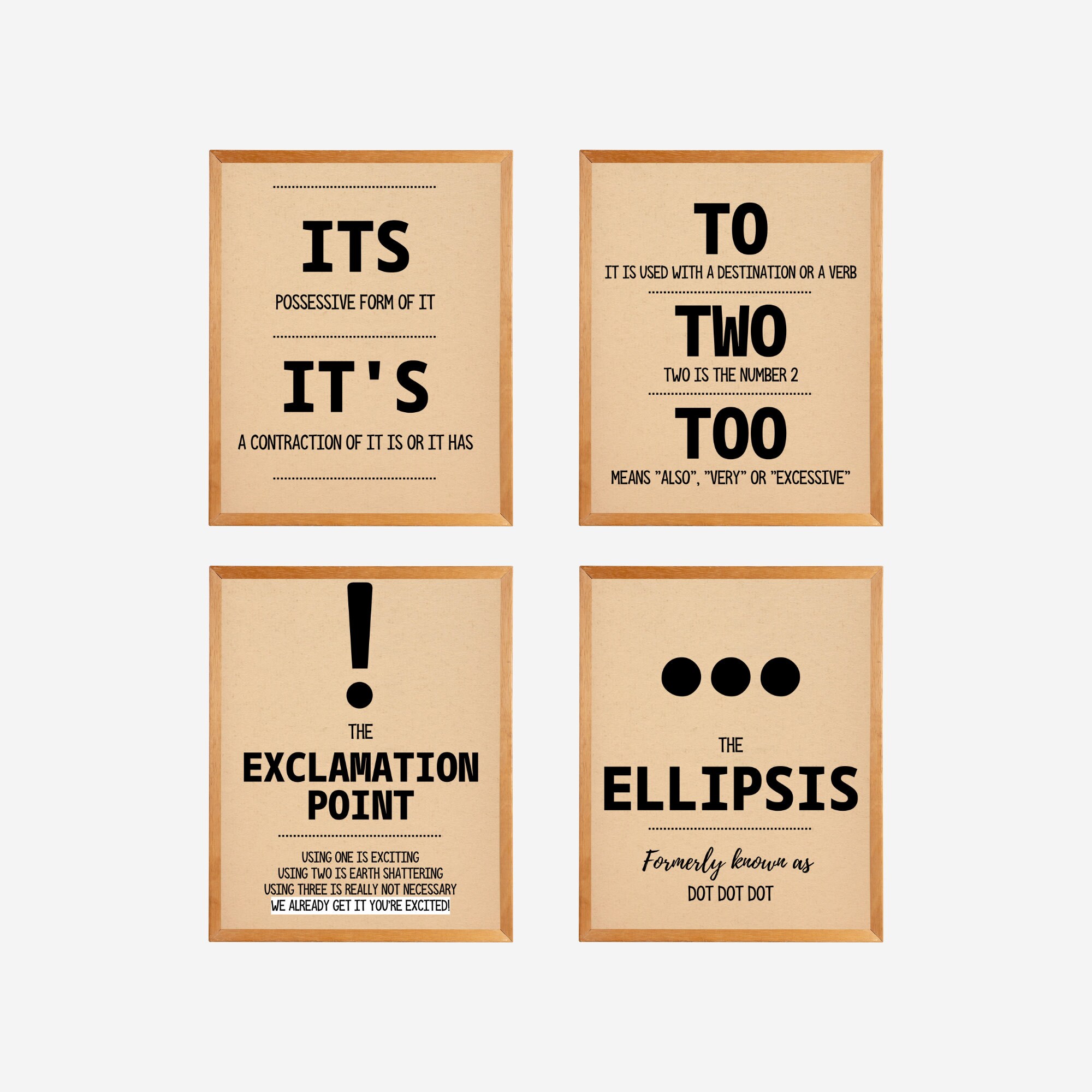 Grammar Punctuation Posters, Set of 8 Classroom Art, Literary Elements ...