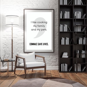 Funny Comma Poster, Writing Help Poster, English Teacher Gift ...