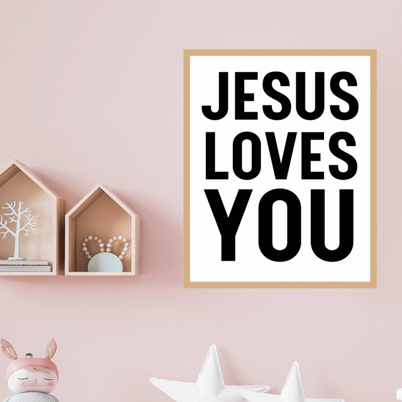 Jesus Loves You Poster, Christian Wall Art, Religious Print, Sunday ...
