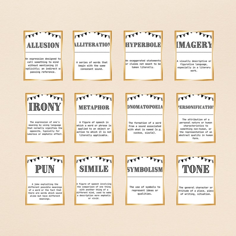 Literary Devices Posters, Writing Elements Art, English Classroom ...