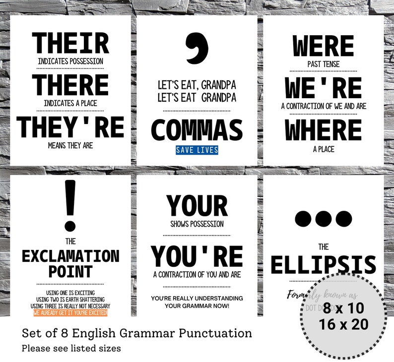 School Posters Pack English Classroom Artwork Teacher Gift - Etsy