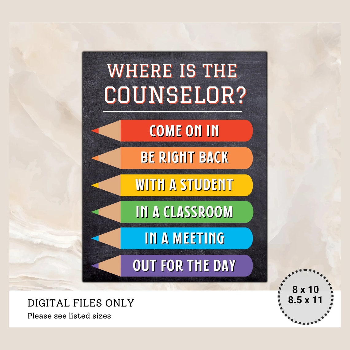 Classroom Door Sign, Wheres the Counselor, Classroom Decorations ...