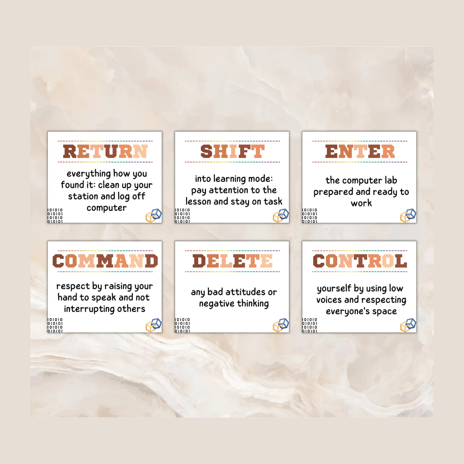 Computer Lab Poster Set of 6, Classroom Decor, INSTANT DOWNLOAD ...