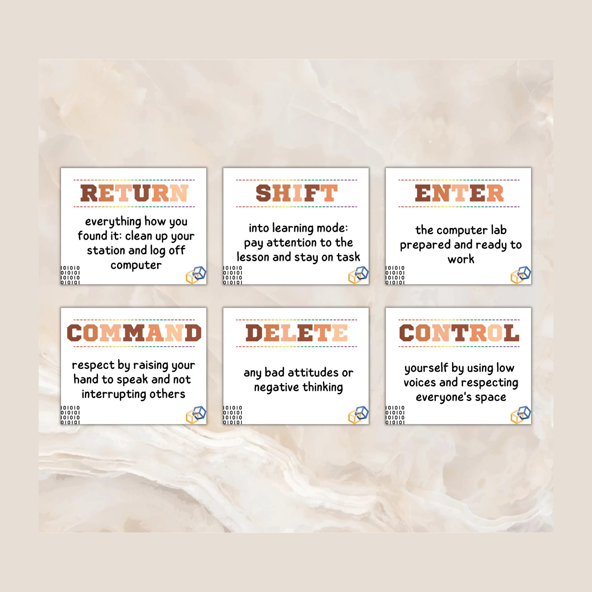 Computer Lab Poster Set of 6, Classroom Decor, INSTANT DOWNLOAD ...