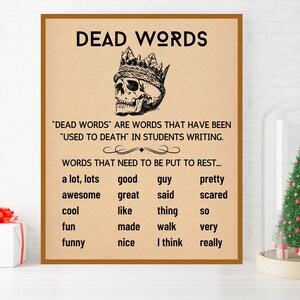 English Classroom DEAD WORDS Poster, Skull Decoration, Writing Poster ...