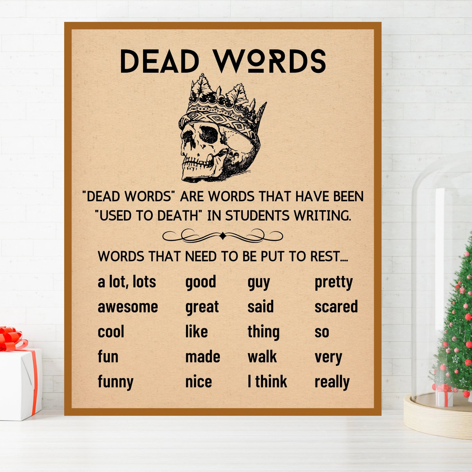English Classroom DEAD WORDS Poster, Skull Decoration, Writing Poster ...