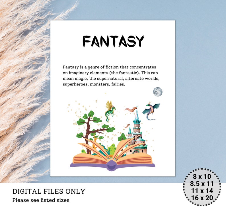 Writing Genre Poster Fantasy Definition Wall Art Classroom - Etsy