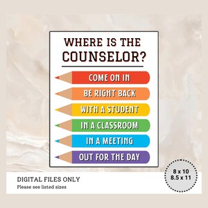Classroom Door Sign, Where's the Counselor Sign, Classroom Decorations ...