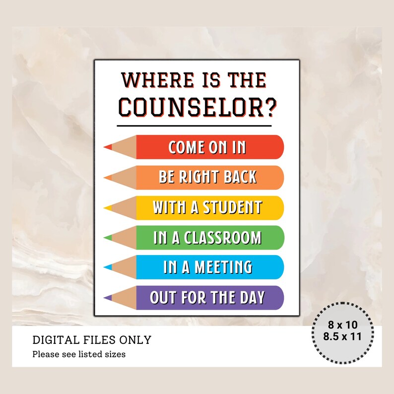 Classroom Door Sign, Where's the Counselor Sign, Classroom Decorations ...