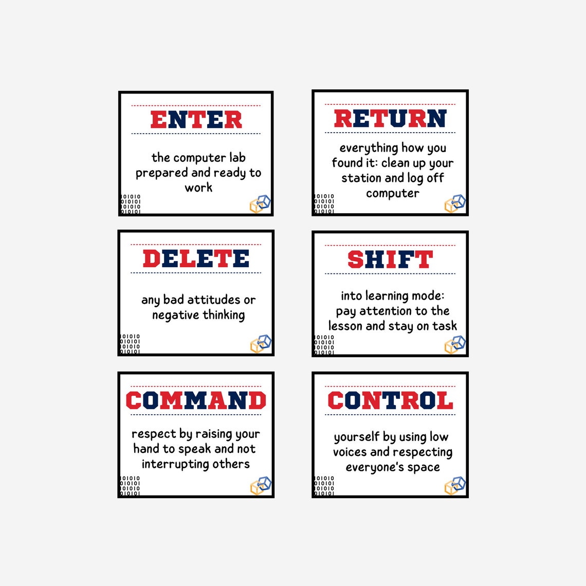 Computer Lab Poster Set, Classroom Decor, INSTANT DOWNLOAD, Computers ...