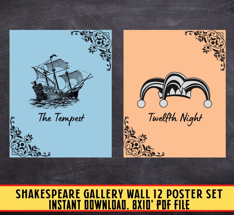 Set of 12 Shakespeare Gallery Wall English Class Classroom - Etsy