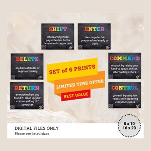 Computer Lab Poster Set of 6, Classroom Decor, INSTANT DOWNLOAD ...