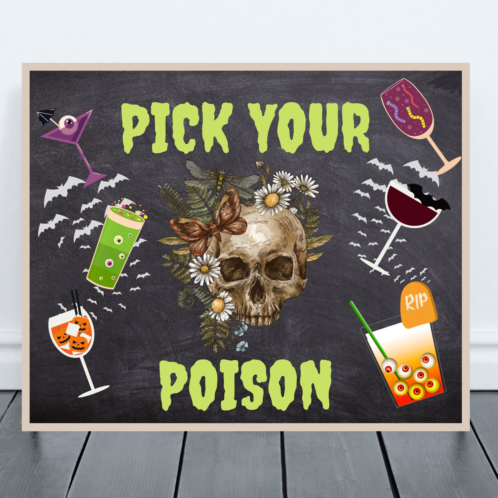 Printable Halloween Sign, Drink Bar Sign, Pick Your Treat Fun Halloween ...