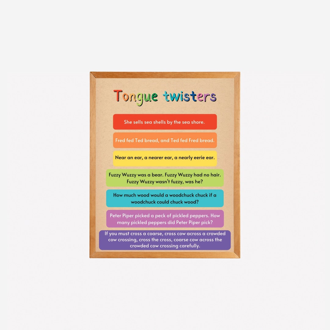 Tongue Twisters Printable, Wall Art, Fun Modern Classroom Decor ...