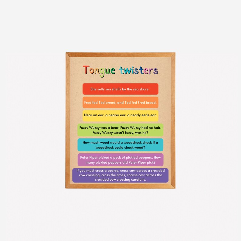 Tongue Twisters Printable, Wall Art, Fun Modern Classroom Decor ...