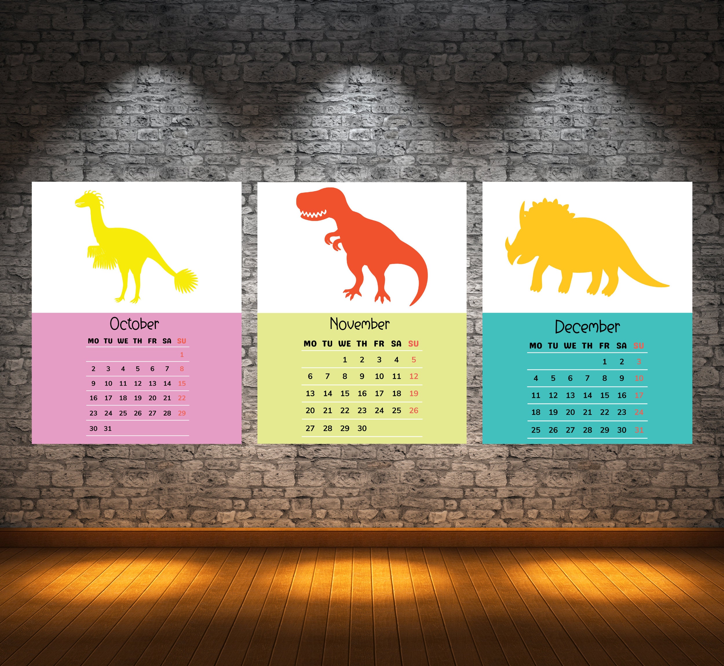 Printable Calendar Colorful Calendar Children Calendar Kids - Etsy