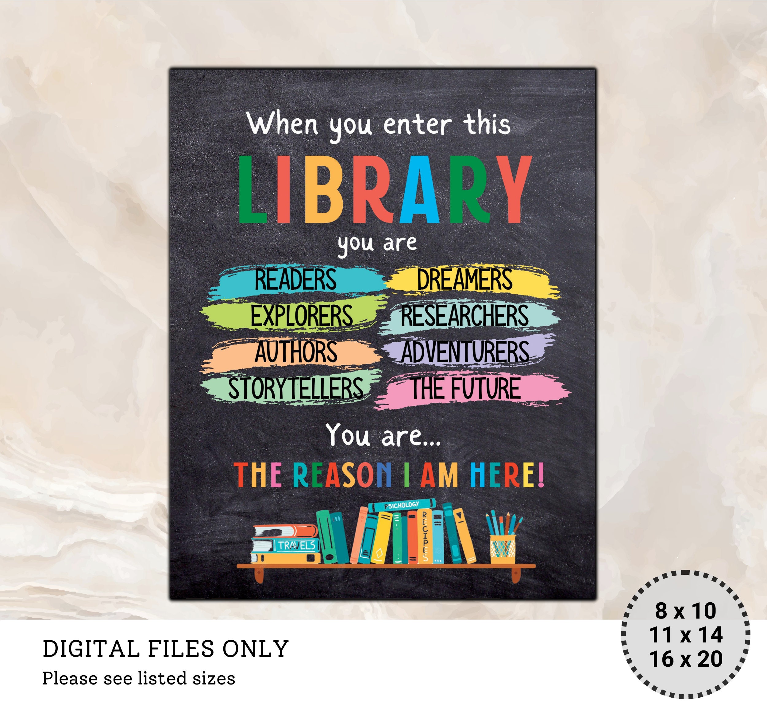 Welcome Library School Sign Classroom Decor Printable School - Etsy
