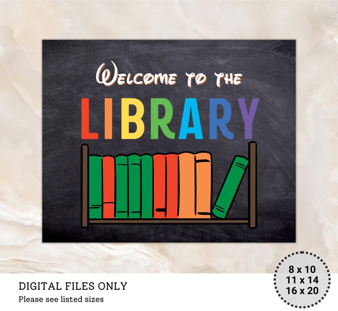 Library Welcome Sign Books Poster Gift for Librarian - Etsy