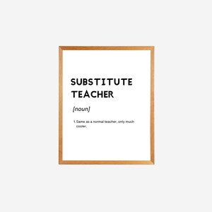 Substitute Teacher Definition Poster, Substitute Teacher Gift, Office ...