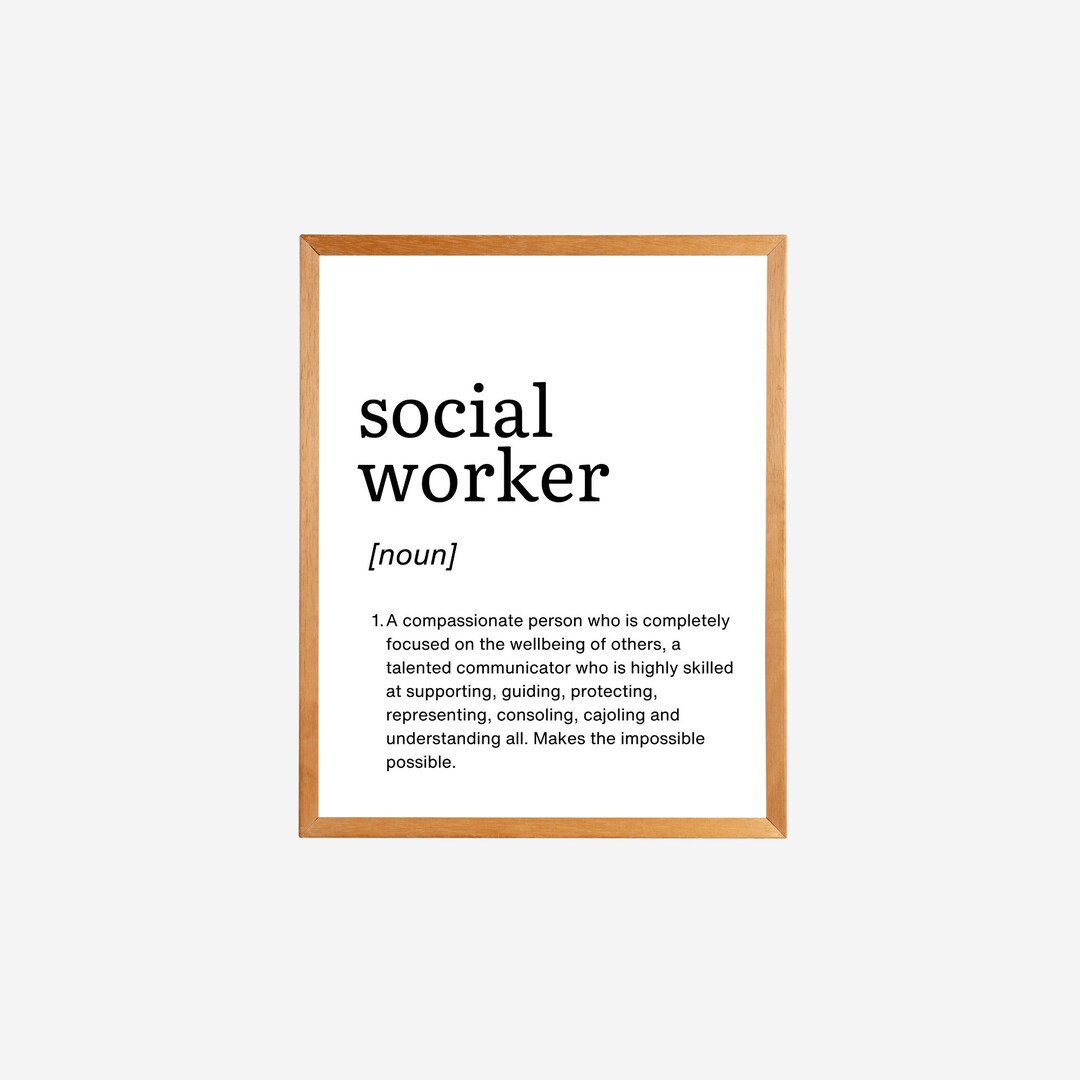 Social Worker Definition Print, Social Worker Office Decor, Social ...