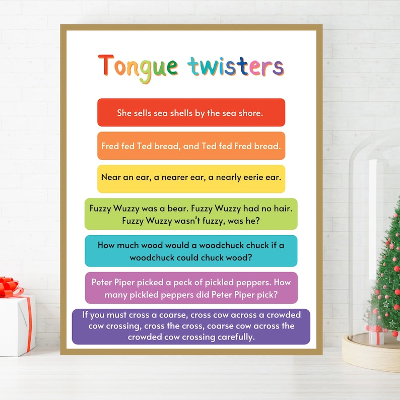 Tongue Twisters Printable Wall Art, Fun Modern Classroom Decor ...