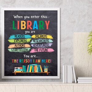 Welcome Library School Sign Classroom Decor Printable School - Etsy