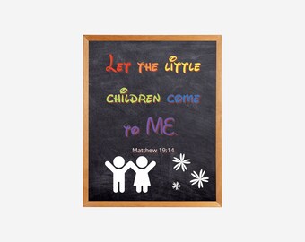 Jesus Loves the Little Children Print Wall Art, Christian Bible Songs ...