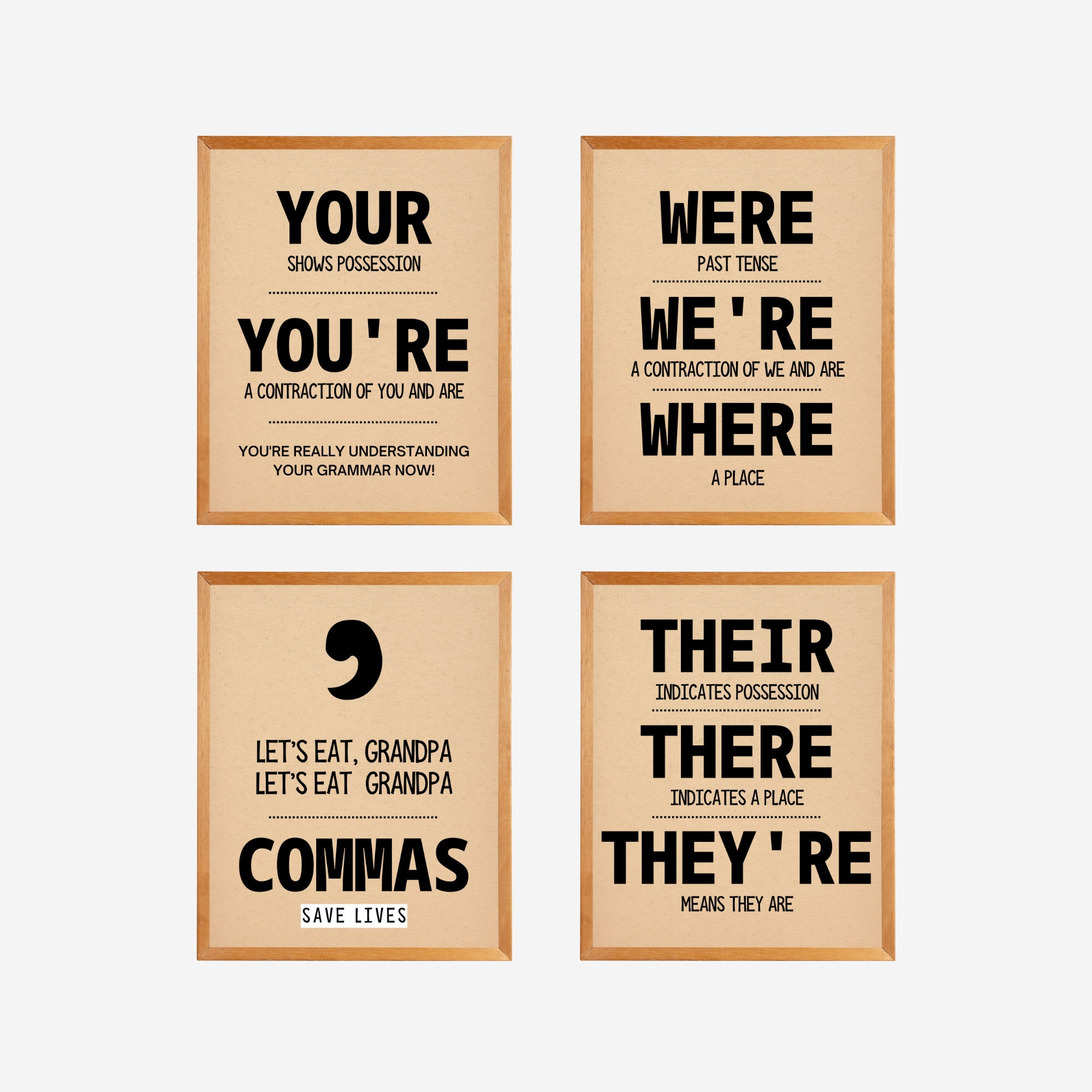 Grammar Punctuation Posters, Set of 8 Classroom Art, Literary Elements ...