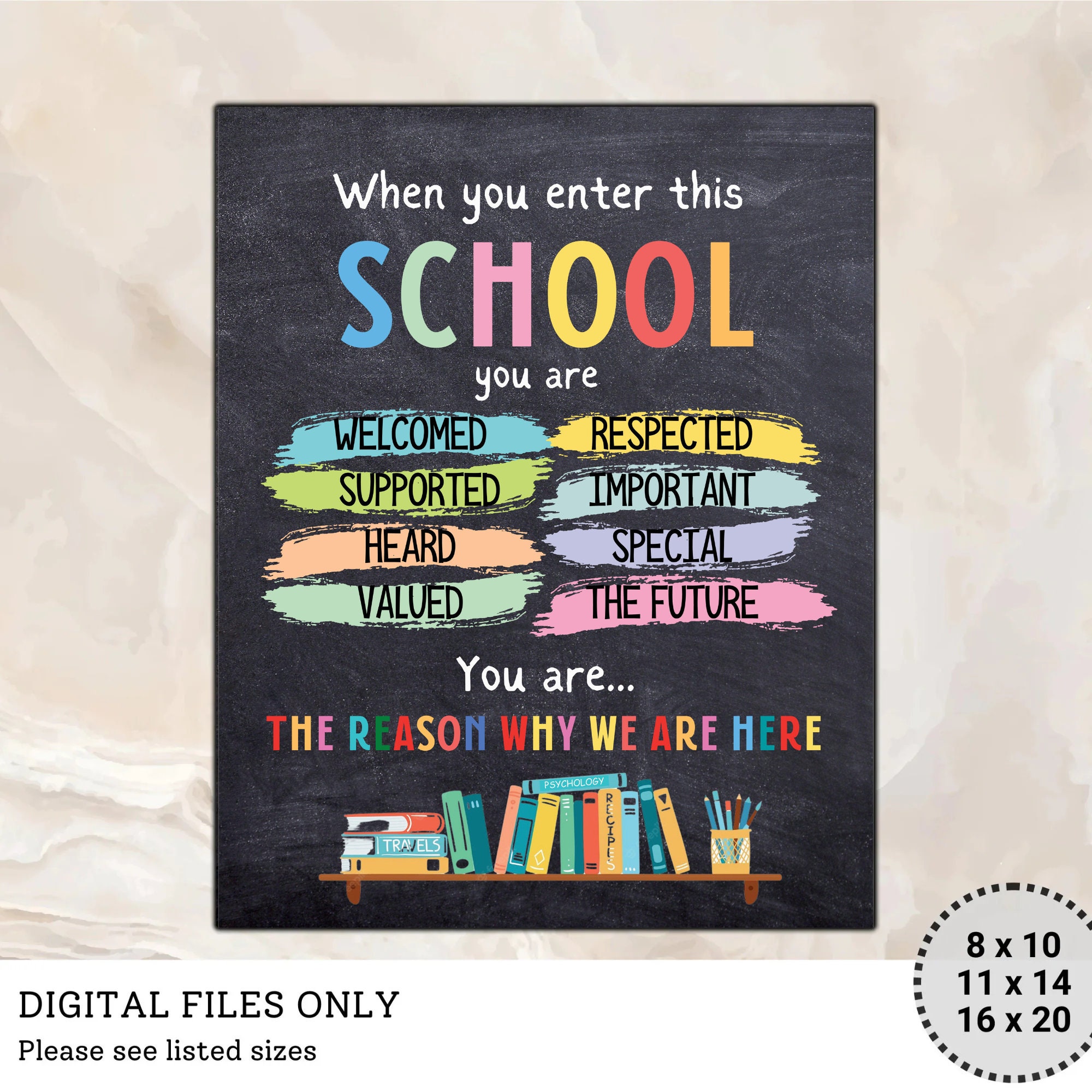 Welcome School Sign, Classroom Decor, Printable School Office Poster ...