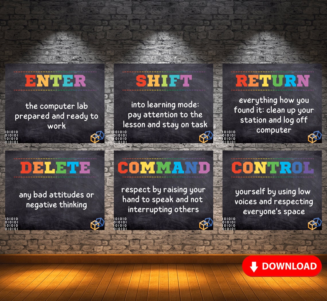 Computer Lab Poster Set of 6 Classroom Decor INSTANT - Etsy