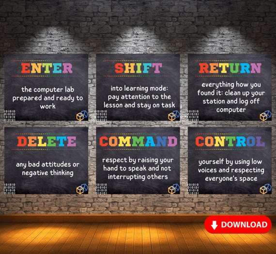 Computer Lab Poster Set of 6 Classroom Decor INSTANT - Etsy