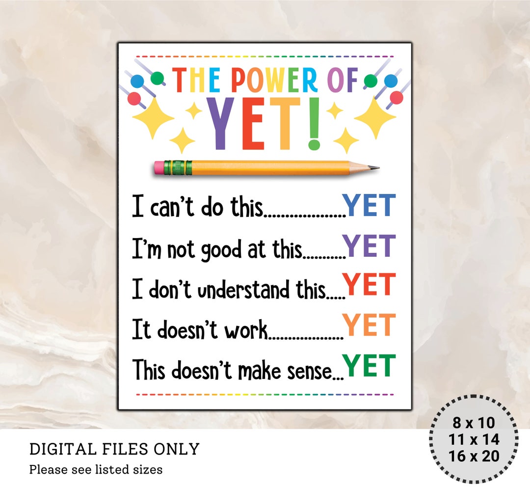 Power of Yet Growth Mindset Classroom Poster Inspirational - Etsy