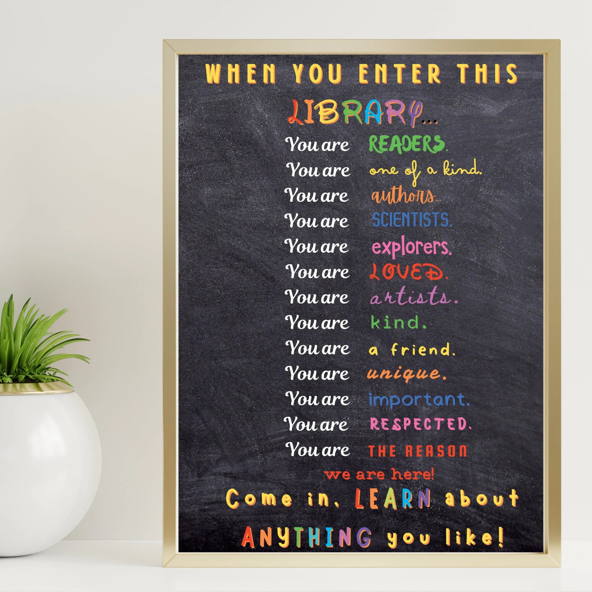School Library Classroom Poster, Colorful Librarian Decor, Technology ...