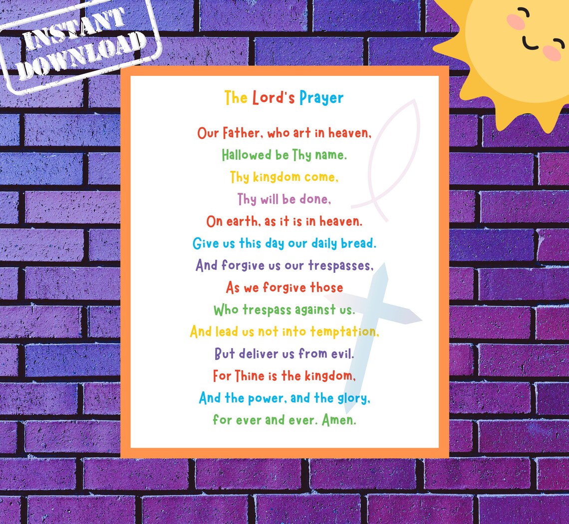 Lord's Prayer Sunday School Poster Our Father Prayer - Etsy