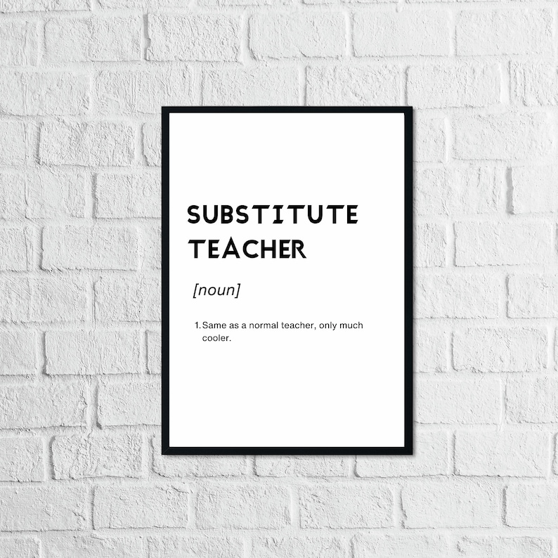 Substitute Teacher Definition Poster, Substitute Teacher Gift, Office ...