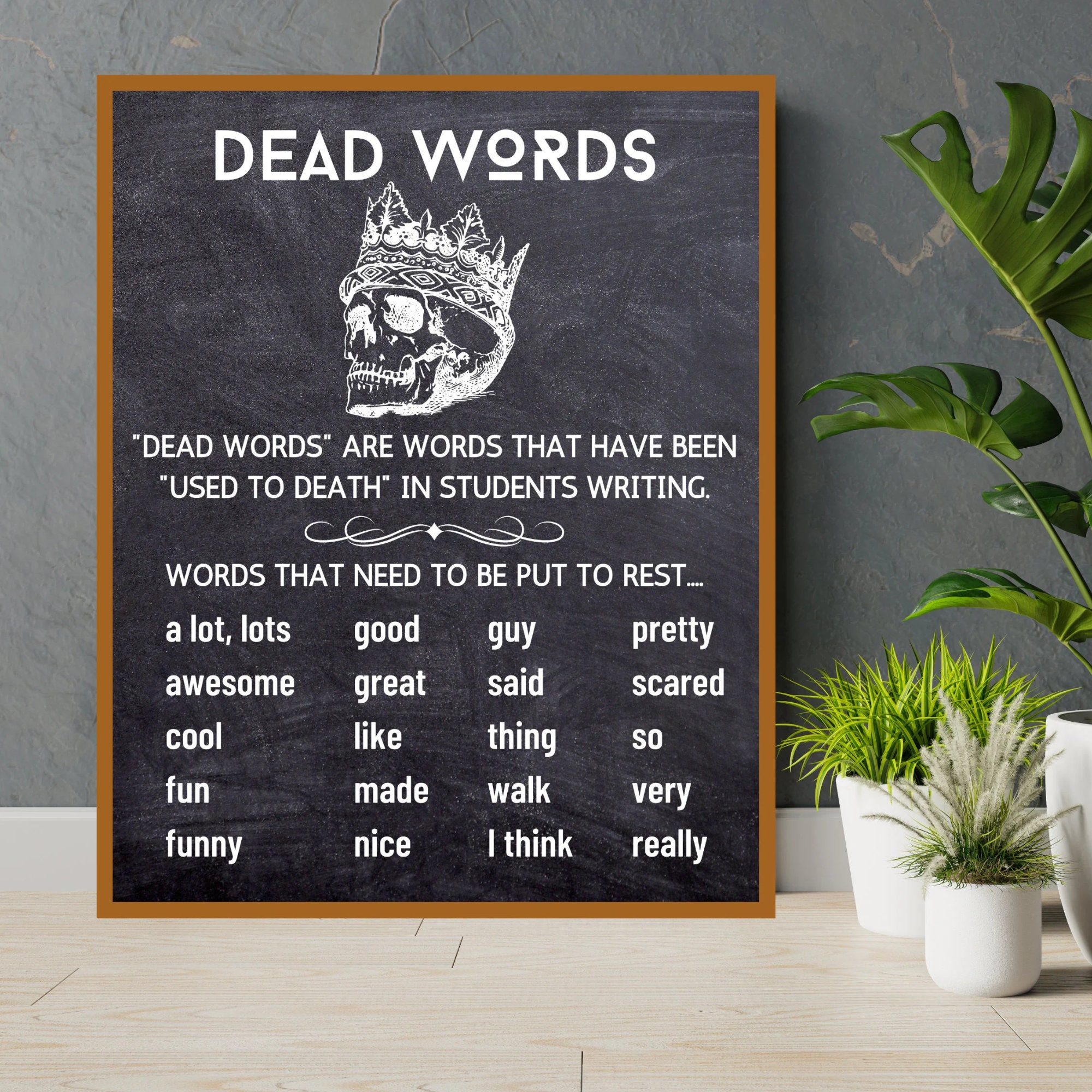 Dead Words English Classroom Decor, Gothic English Class Printable ...