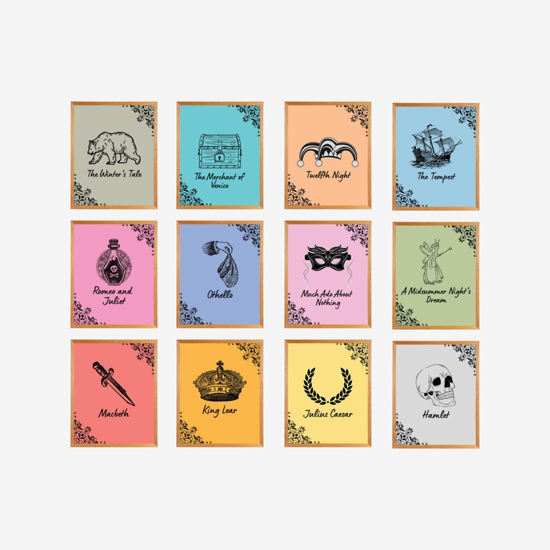 Set of 12 Shakespeare Gallery Wall, English Class, Classroom Art ...