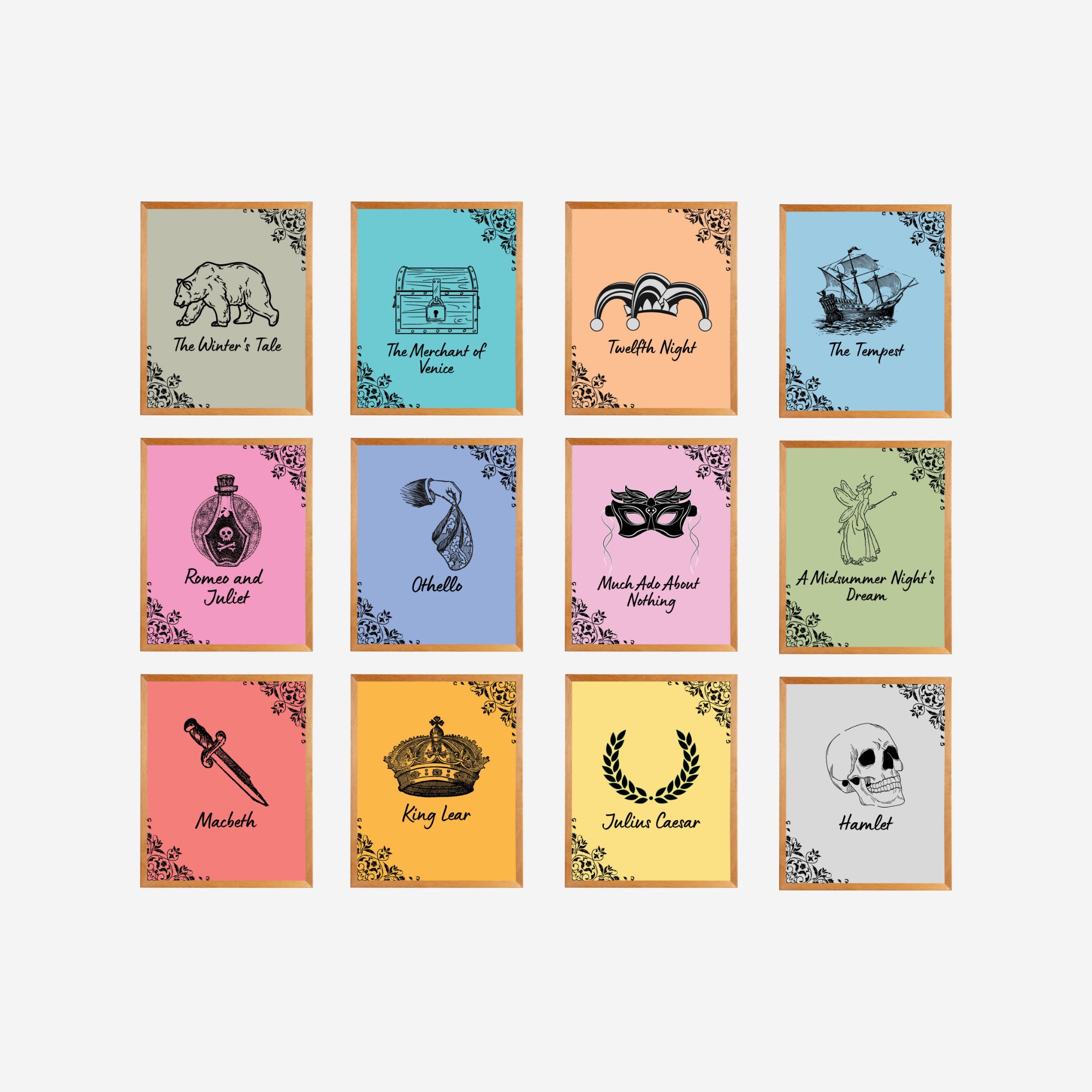 Set of 12 Shakespeare Gallery Wall, English Class, Classroom Art ...