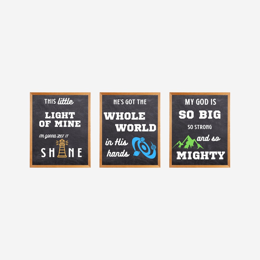 Sunday School Posters, Kids Bible Poster Set, Church Songs, Bible Verse ...