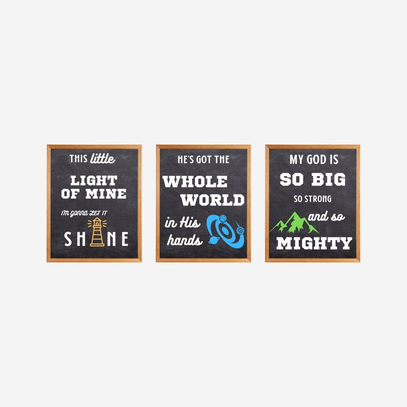 Sunday School Posters, Kids Bible Poster Set, Church Songs, Bible Verse ...