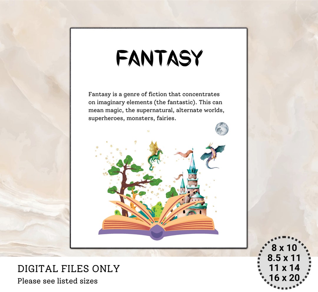 Writing Genre Poster Fantasy Definition Wall Art for - Etsy