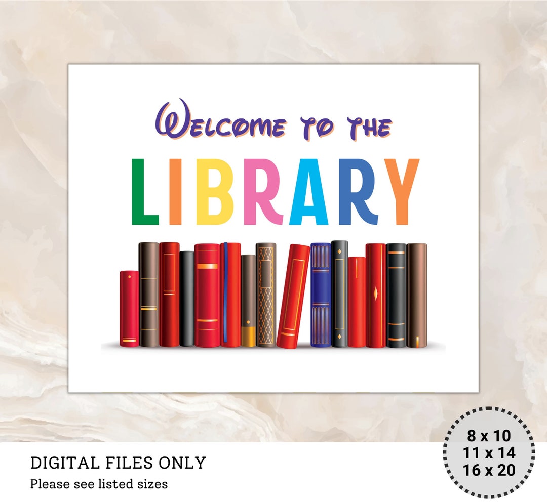 Library Welcome Sign Printable School Library Poster - Etsy