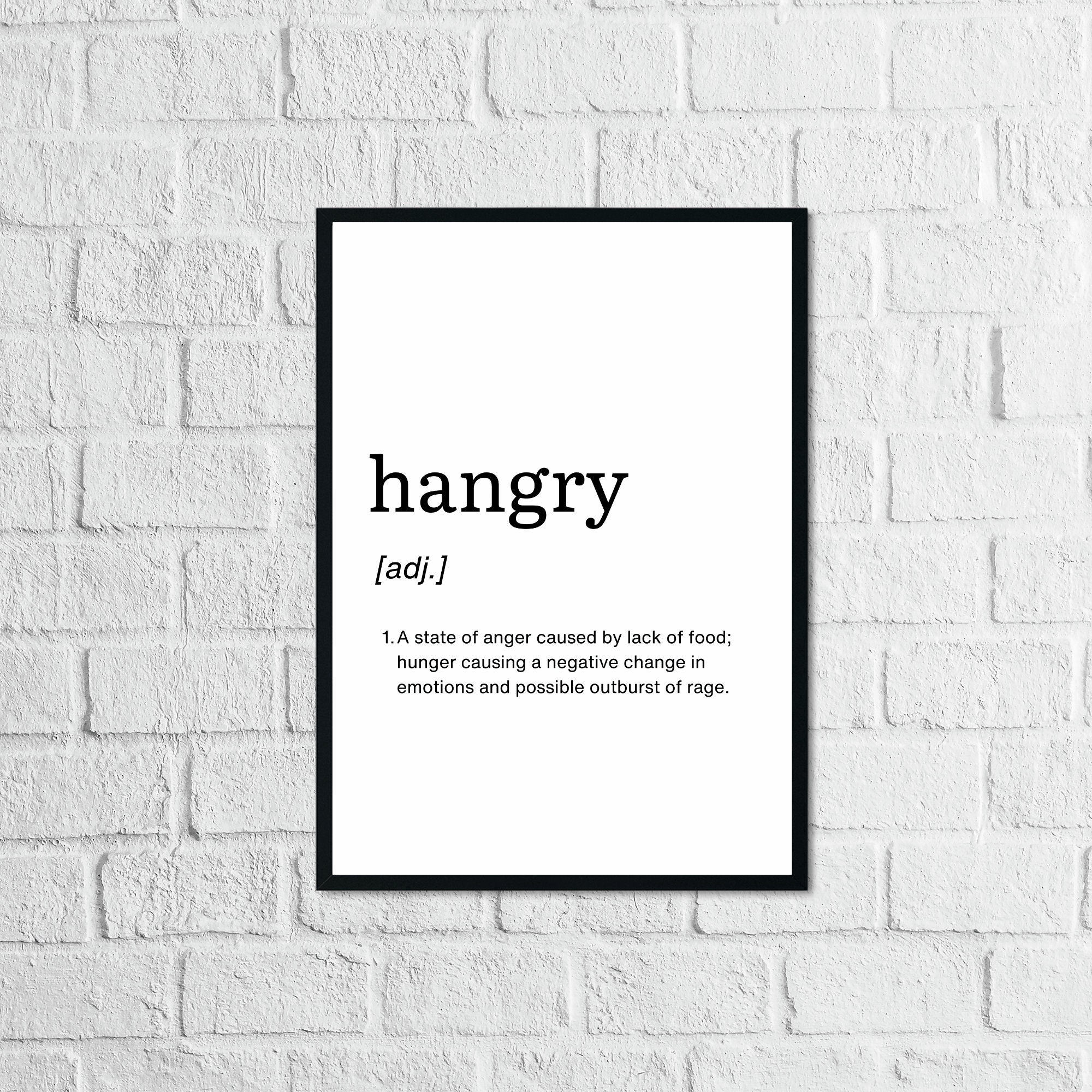 Hangry Definition Print, Hangry Art, Definition Sign, Hangry Print ...