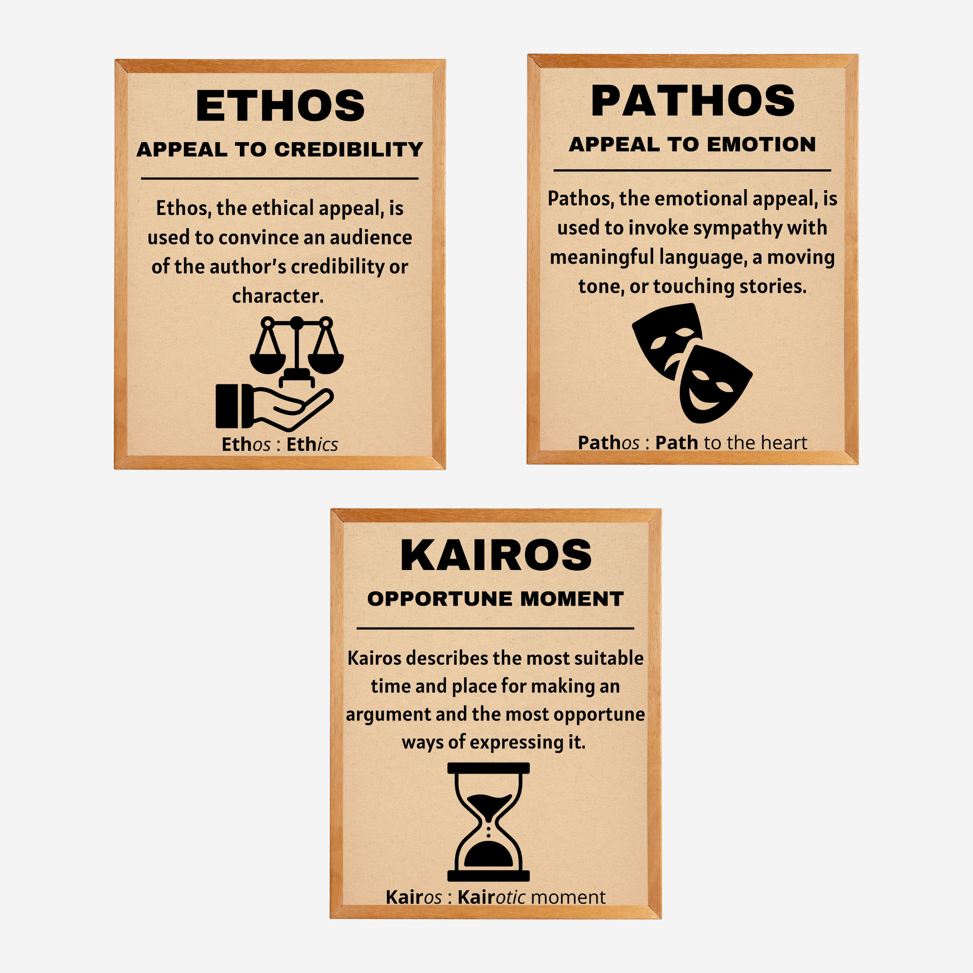 Set of 5 Ethos Pathos Logos Kairos, Classroom Decor High School AP ... Set of 5 Ethos Pathos Logos Kairos, Classroom Decor High School AP ...