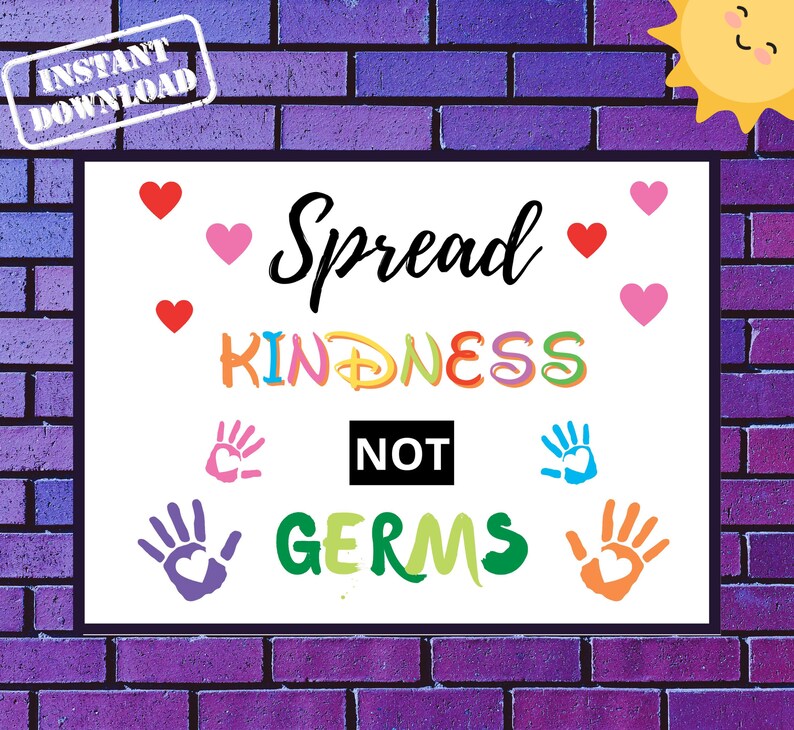 Spread Kindness Not Germs Health Clinic Poster School - Etsy